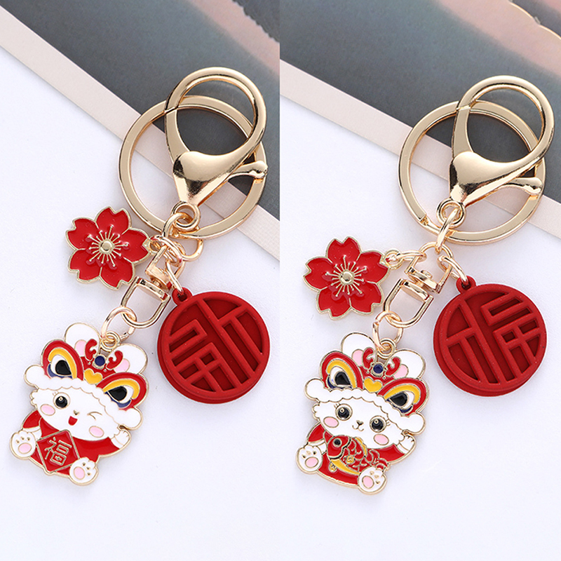 Cute Cartoon Rabbit Keychain For Women Girls Fashion Sweet Metal Lucky Key Chain