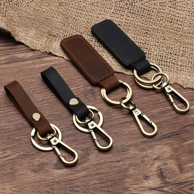 Leather Keychain Handmade Personalized Key Fob With Belt Loop Clip Key Chain