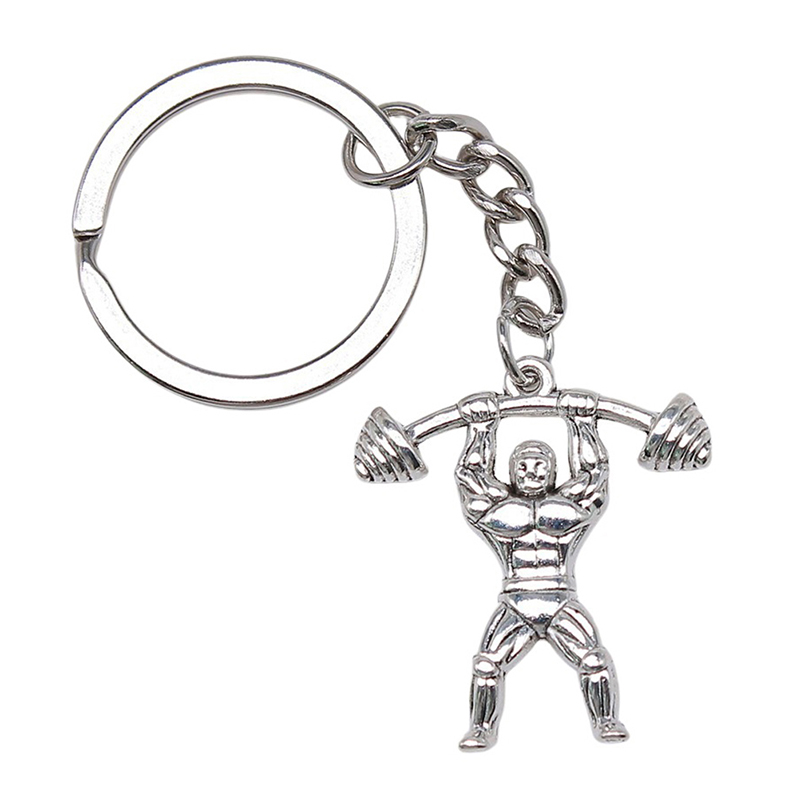 Ciondolo vintage fatto a mano sollevatore pesi portachiavi portachiavi souvenir regalo ~~