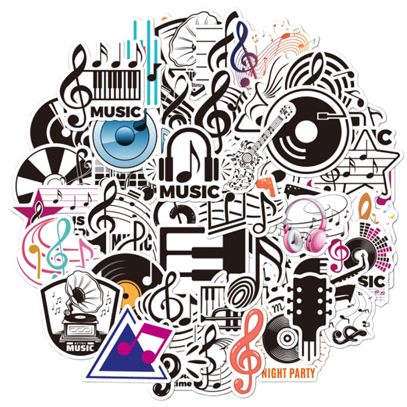 Cartoon Musical Note Stickers for Car Suitcase Skateboard Guitar Laptop Stick ba