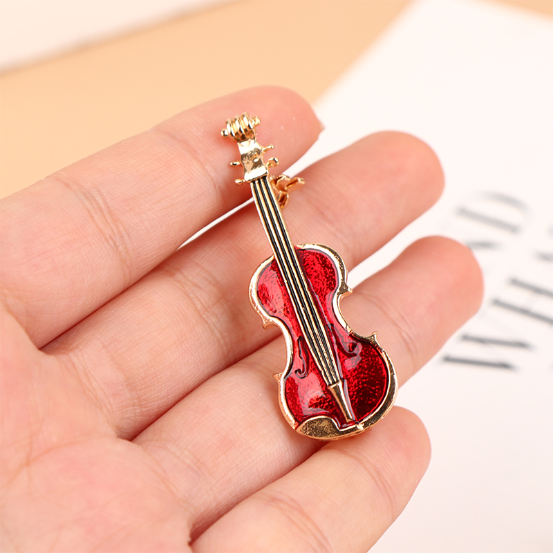 1Pc Fashion Elegant Red Violin Pins Brooches Lady Instruments Brooch ...