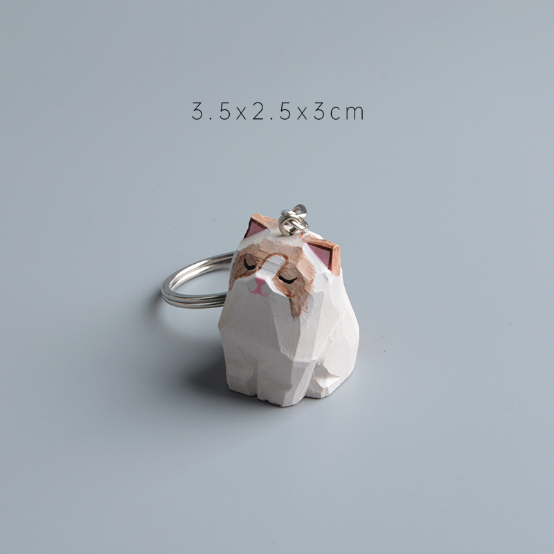 Pure Handmade Carving Crafts Kitten Ornaments Small Animal Key Chain Decoration