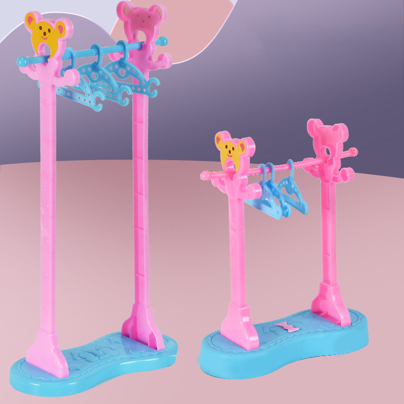 1Set Doll toy accessories doll clothing mini plastic clothes drying pole EI