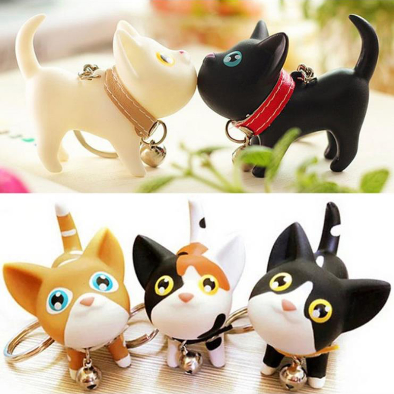 Cute Cartoon Cat Keychain Women Couple Keyring Gift For Car Pendant Bag Ornament