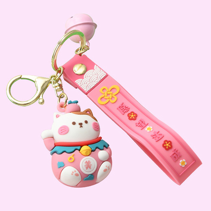 Nuovo cartone animato creativo gatto fortunato portachiavi animale gatto bambola portachiavi borsa auto ciondolo BII