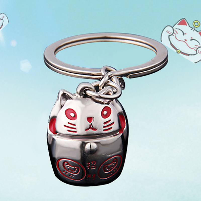 3D Helcomen Lucky Cats Chains Kitten Key Ring Money Money Fortune Cat Keychain