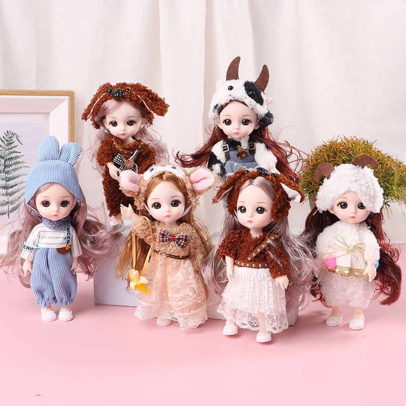 17cm Doll Girl Toy Mini Doll Movable Joint Doll Toys Clothes Dress Up Gifts EI