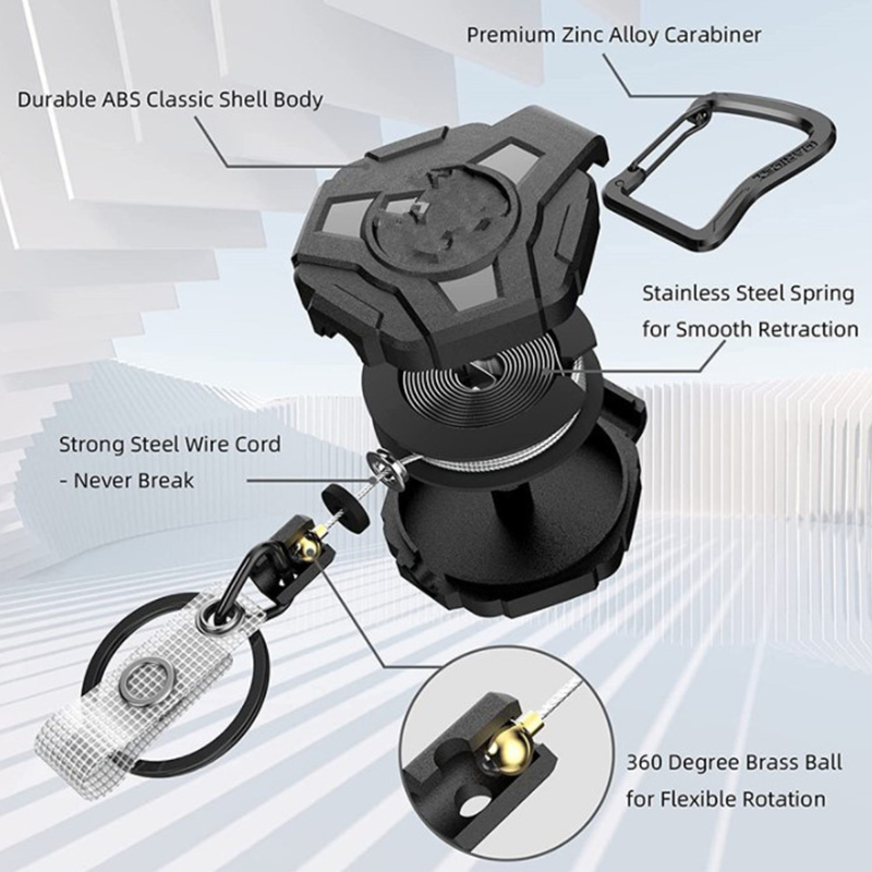 Anti-theft Metal Easy-to-pull Buckle Rope Elastic Sporty Retractable Key Ring