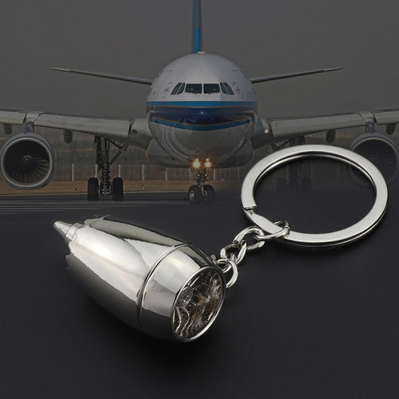 New Metal 3D Aviation Plane Engine Model Keychains Mini Jet Engine Keyrings Gift