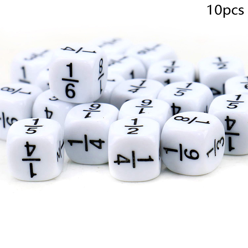 10Pcs/Set 16*16mm White Fractional Number Dices for Children Math Games ...