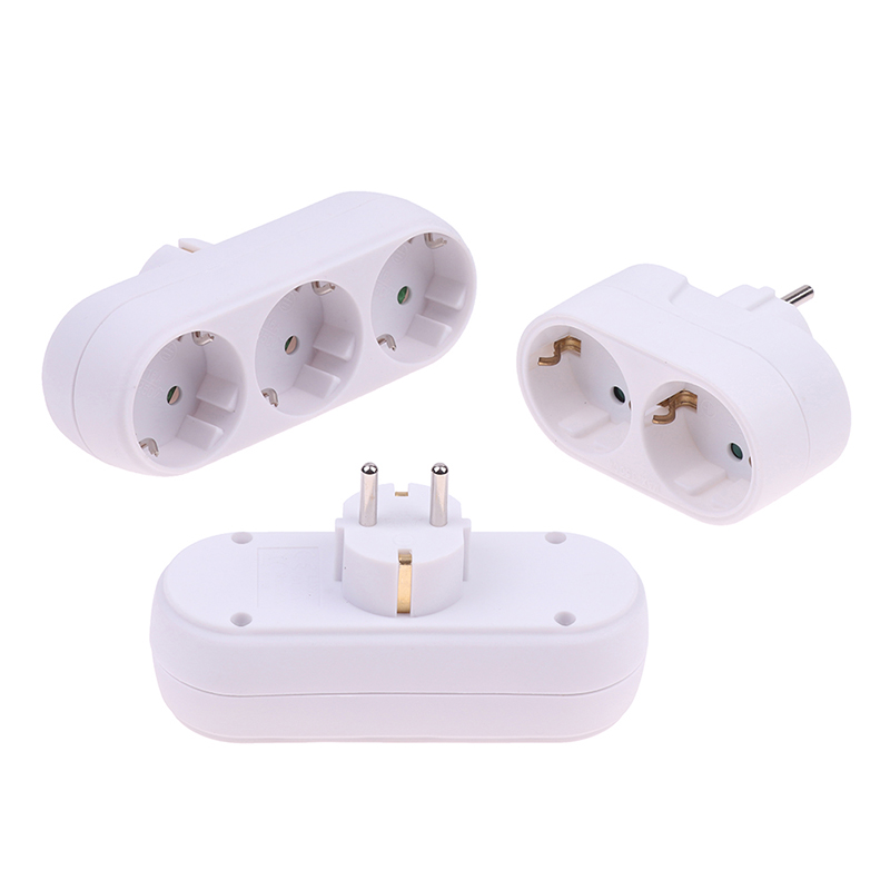 EU Extend Socket With 16A 250V 4.8mm 2 Pin Expansion Socket  Plug Converter EI