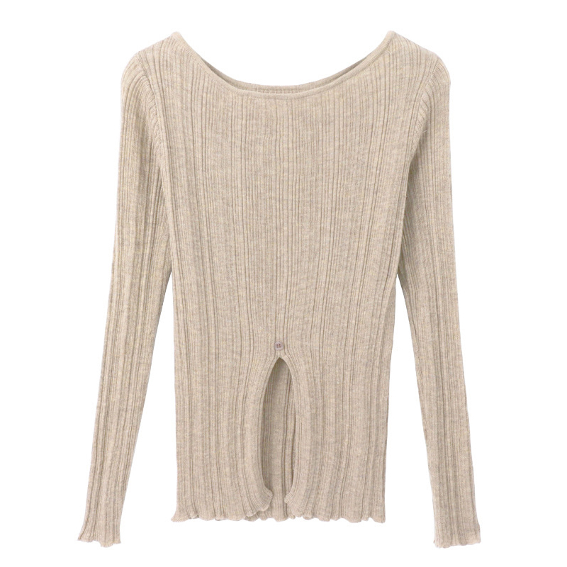 Autumn New Sexy Strapless Button Pleated Solid Color Knit Tops Women