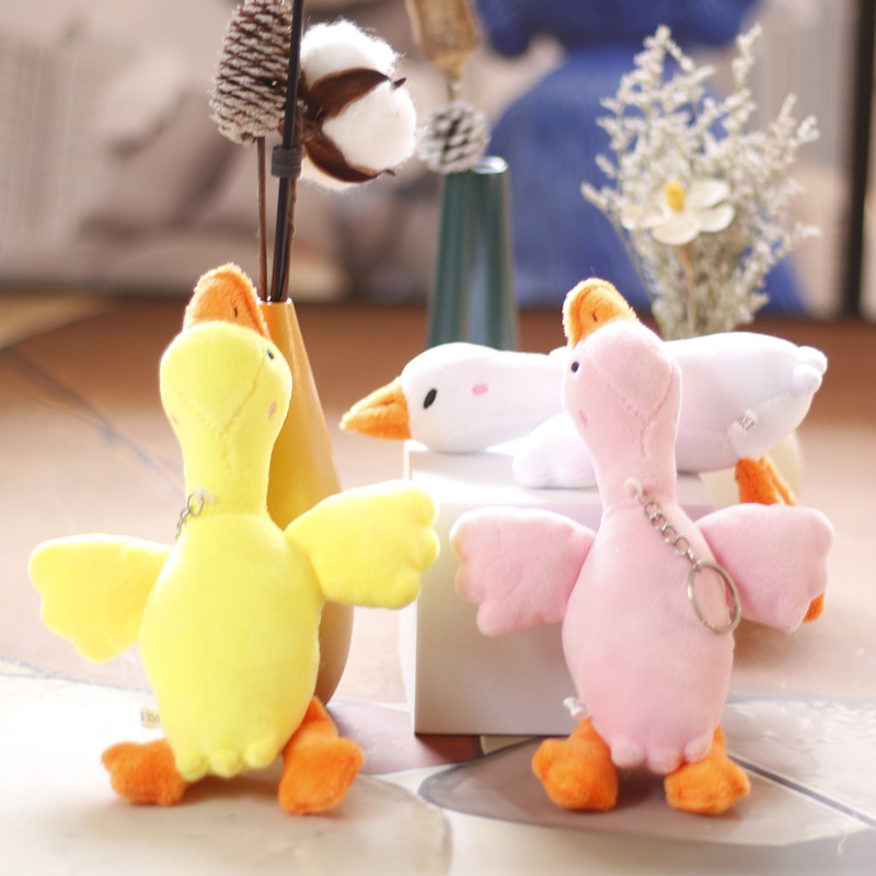 Duck Plush Toys Fluffy Doll Keychain Cute Animal Swan Goose Soft Dolls Stuffe EI