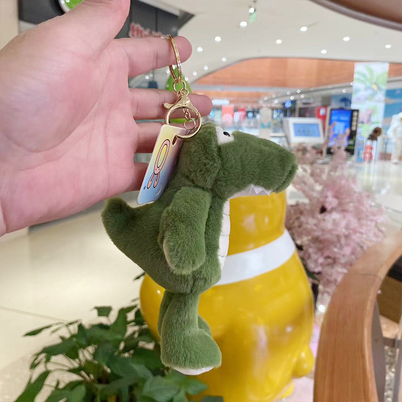 Green Crocodile key Chain Classic 3D alligator Model Stuffed Animal Keyring EI