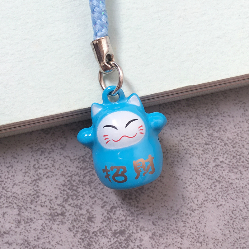 Lucky Cat Lindo Cartoon Metal Bell Bag Bag Pendse Keychains Lanyard