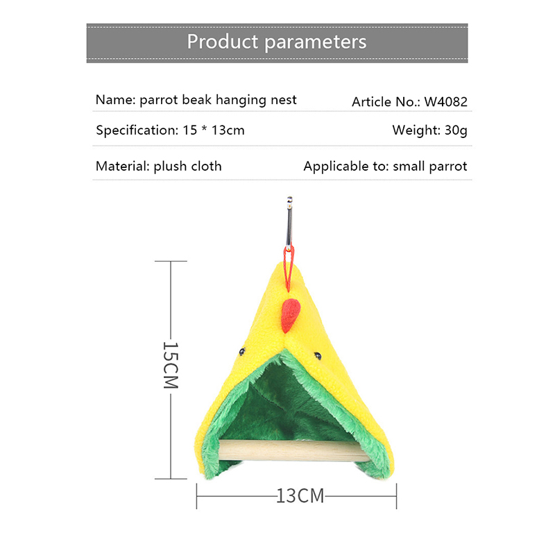 Carino uccellino pappagallo nido morbido peluche uccellino pappagallo amaca calda tenda da letto sospesa BII