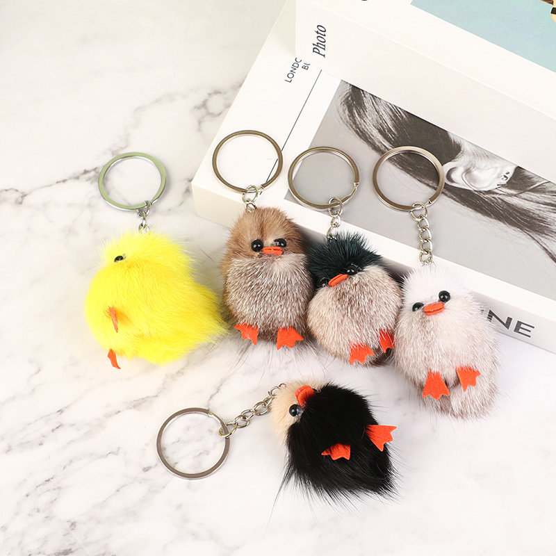 Fashion mignon fourrure poulet doux keychain fille sacs clés de clés -xp -wf
