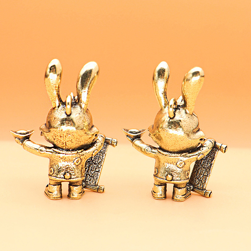 Chinese New Year Zodiac Lucky Rabbit Statue Ornament Key Chain Pendant Decor