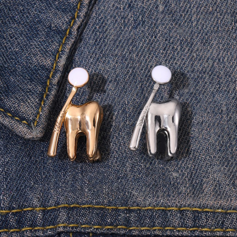 Cartoon Tooth Pins Protect Your Dental Enamel Pins Dentist Doctor ...