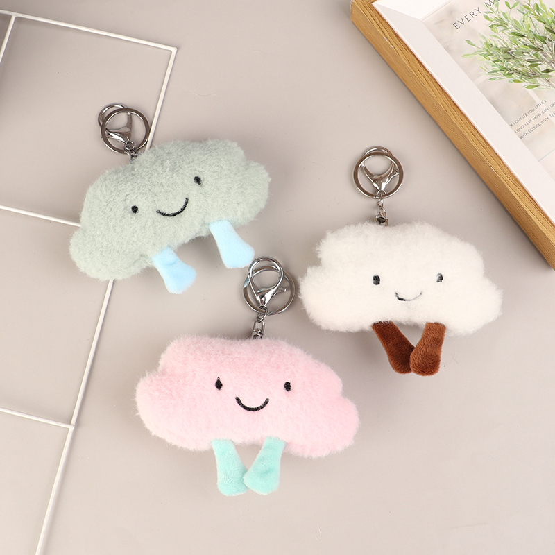1Pc Plush White Cloud Pendant Keychain Girl Bag Accessories Cartoon Cloud Plu EI
