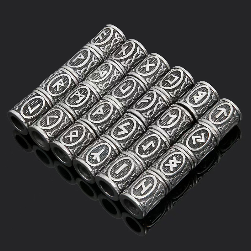 24 pcs Viking Runes Set Loose Beads Spacer Beads For Hair Braid DIY ...