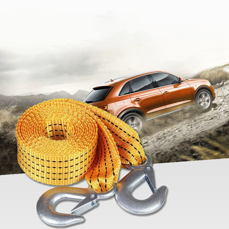 Heavy Duty Car Tow Rope Strap Belt High Strength Nylon Strap with Metal Hook