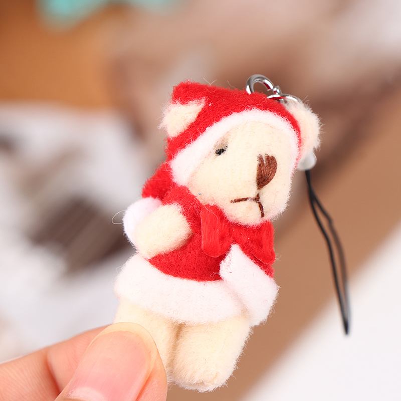 Handmade Christmas Bear Plush Key Chain Cute Bag Pendant Creative Gift Jewelr EI