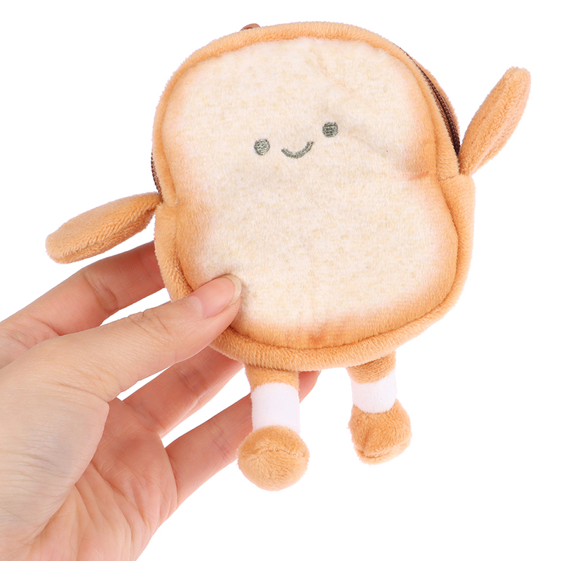 Lovely Toast keychain creative plush oatmeal bag mini card bag bread keyring
