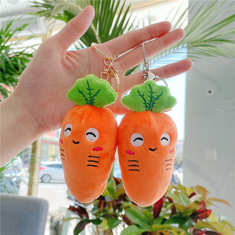 Funny Vegetables Carrot Keychain Plush Toy Key Chain Ring Bag Hanging Pendant EI