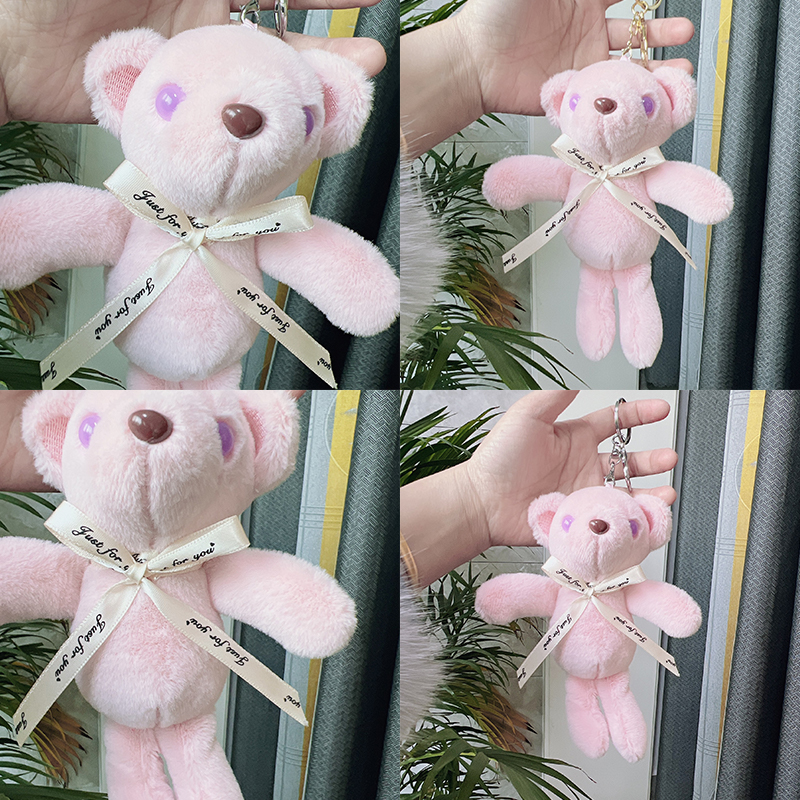 Kawaii Soft Cute Plush Bear Doll Plush Toy Cartoon Schoolbag Hanging Key Ring