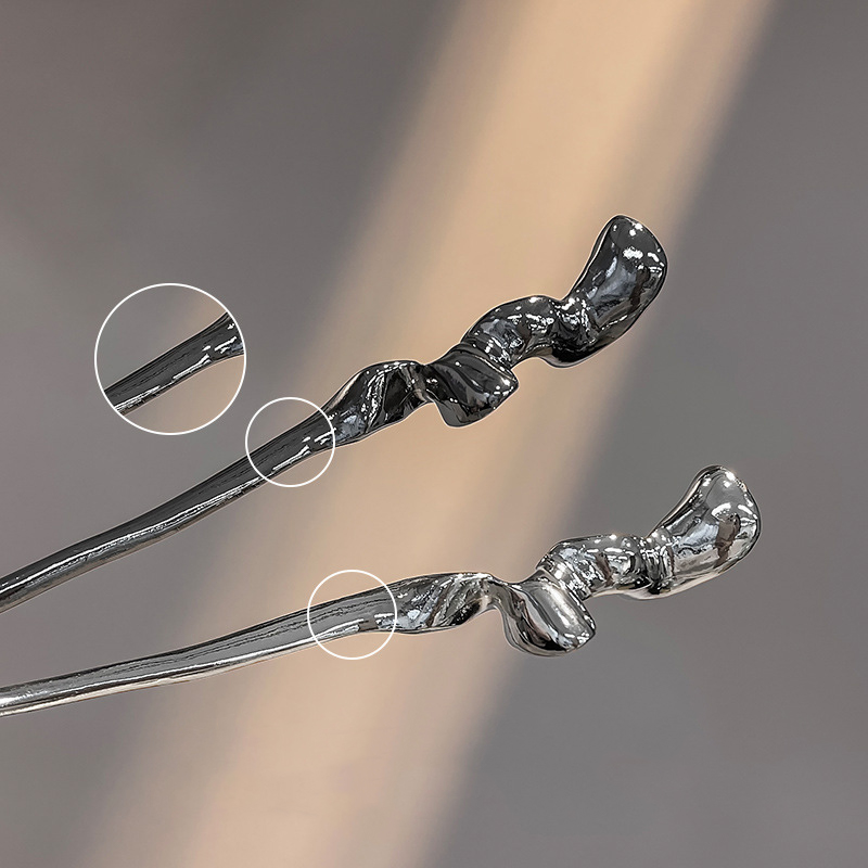 Simple Metal Hairpin Geometrical Irregular Twisted Sticks Minimalist ...