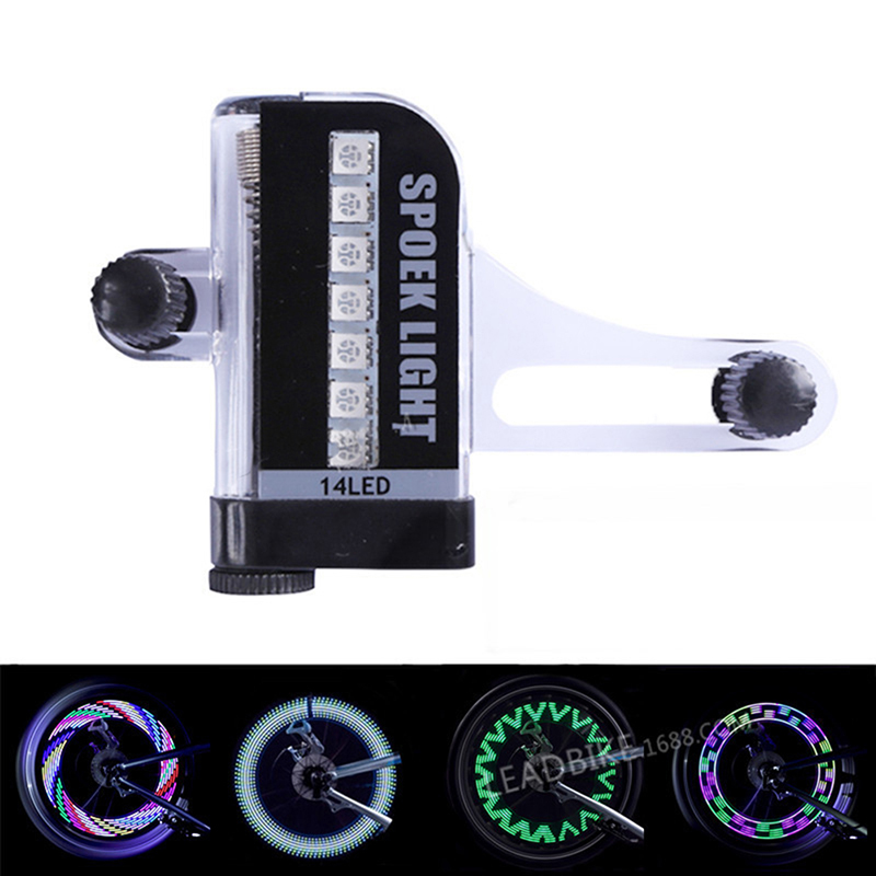 1 pz 30 modalità luce raggio bicicletta 14 LED pneumatici valvola pneumatici flash luce ruota bicicletta