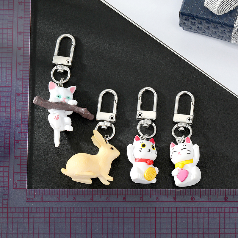 Carino Portachiavi Portachiavi Animale Morso Gatto Ramo Per Donna Uomo Bambini Cartone Regalo TS