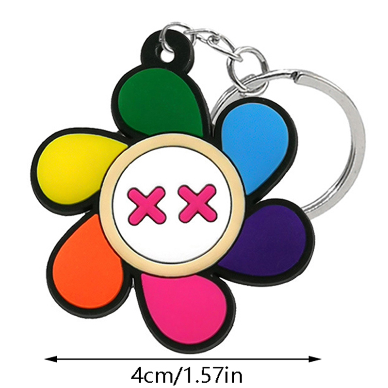PVC fashion key ring kawaii Cartoon pattern Key chain rainbow shape Personali EI