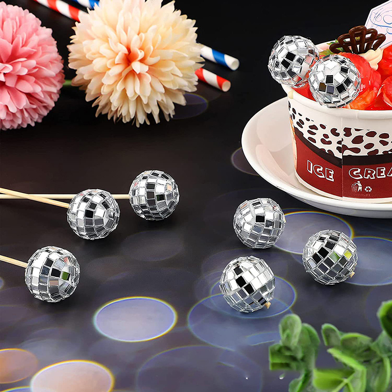 12pcs Disco Ball Cake Toppers Disco Ball Cupcake Toppers Party Supplies ...