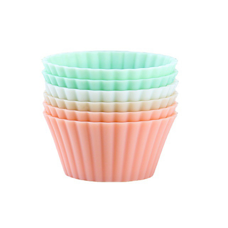 10Pcs/set Silicone Cake Mold Round Shaped Muffin Cup Silicone Mini Cake Cup- -wf