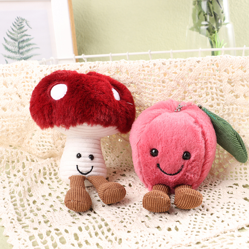 Cartoon Fruit Plush Doll Keychain Soft Stuffed Fruits Keyring Cute Bag Pendan EI