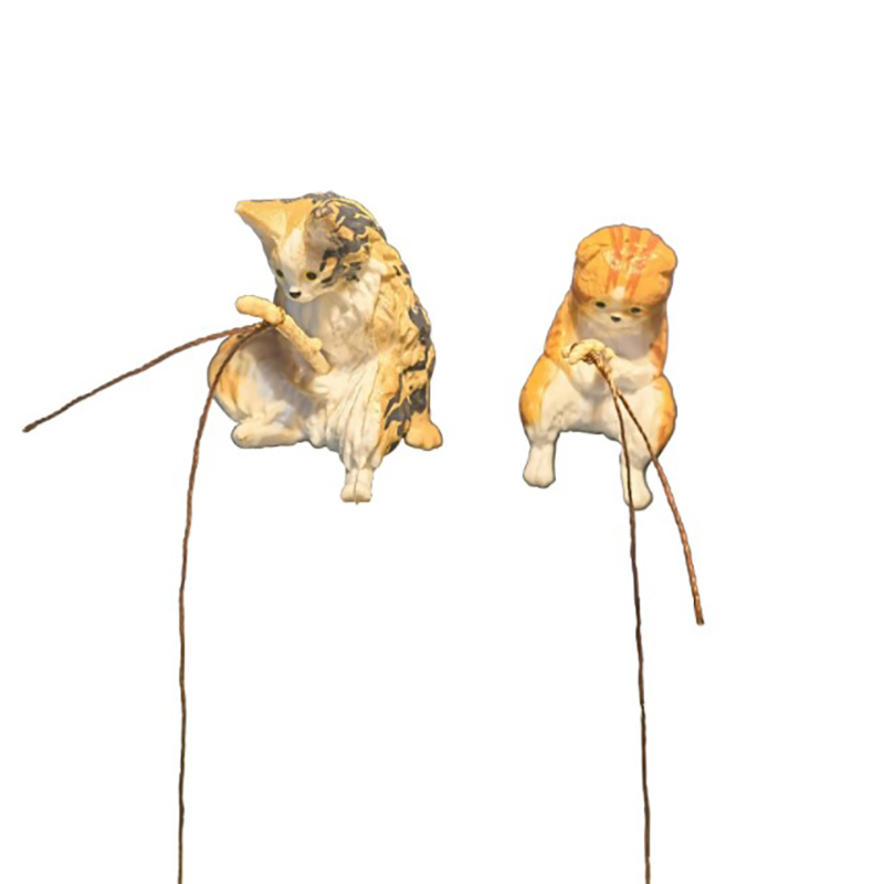 1pcs Pish Taping Landscaping vif forme exquise Cartoon Fishing Cat Ornement  -wf