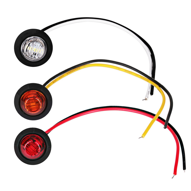 1 pz 12 V 24 V 3LED 3/4" Indicatore Laterale Rimorchio Rotondo Luci Giallo Bianco Rosso Camion
