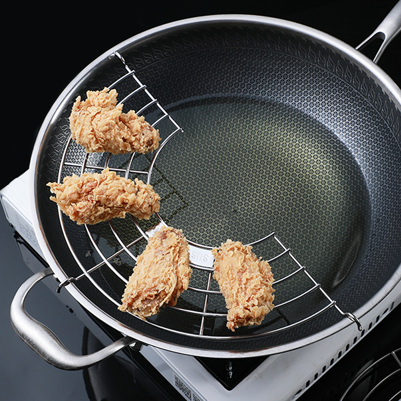 304 Stainless Steel Thick Line Semicircle Pan Frying Drain Line Rack Steam R -wf