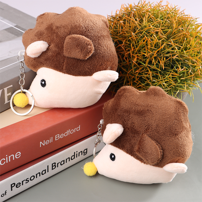 Cartoon Plush Hedgehog Keychain Soft Stuffed Animal Keyring Backpack Pendant EI