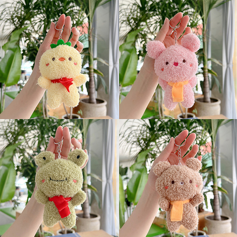 Bambola orso rana cartone animato carino peluche portachiavi figura morbida bambola portachiavi ciondolo ❤XH