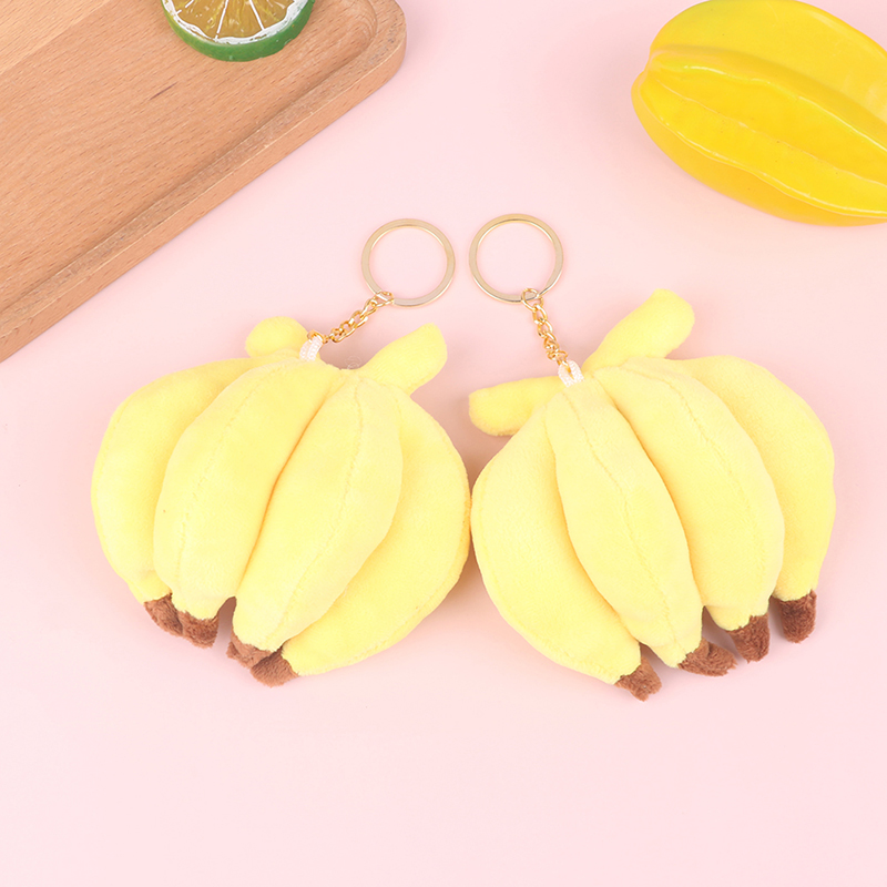 Creative Cartoon Banana Plush Keychain Kids Bag Ornaments Pendant Car Keyring Pe