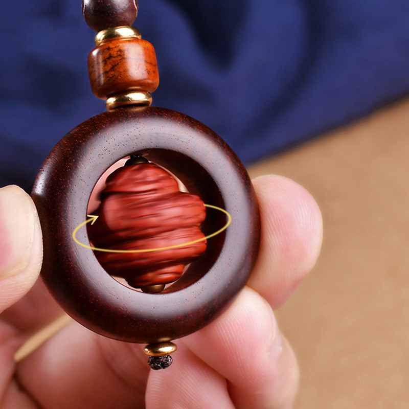 Rosewood Twelve Zodiac Keychain Car Pendant Retro Wind 12 Zodiac Woven Ornam -wf