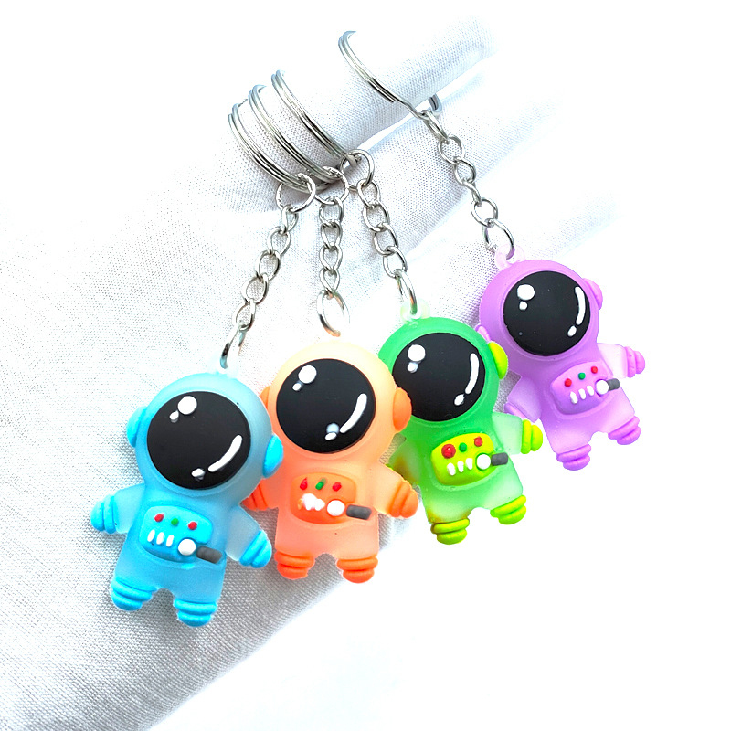 Cartoon Color Planet Astronaut Keychain Women Bag Car key ring Pendant Decor -wf