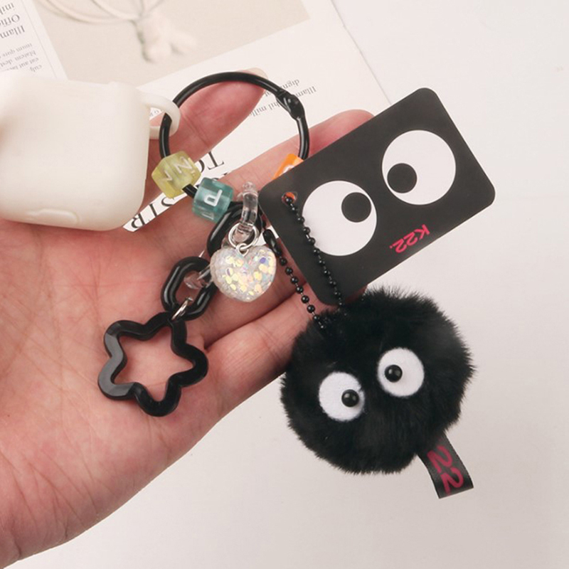 Color Plush Keychain Spirited Away Colorful Coal Ball Spirit Elf Doll Briquet ba