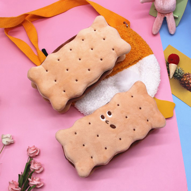 Pencil Box Biscuit Shape Plush Cookies Pencil Bag Simple Large-capacity Case ba