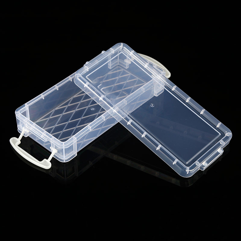 1PC Plastic Transparent Pencil Case Large Capacity Simple Double Buckle Box ba