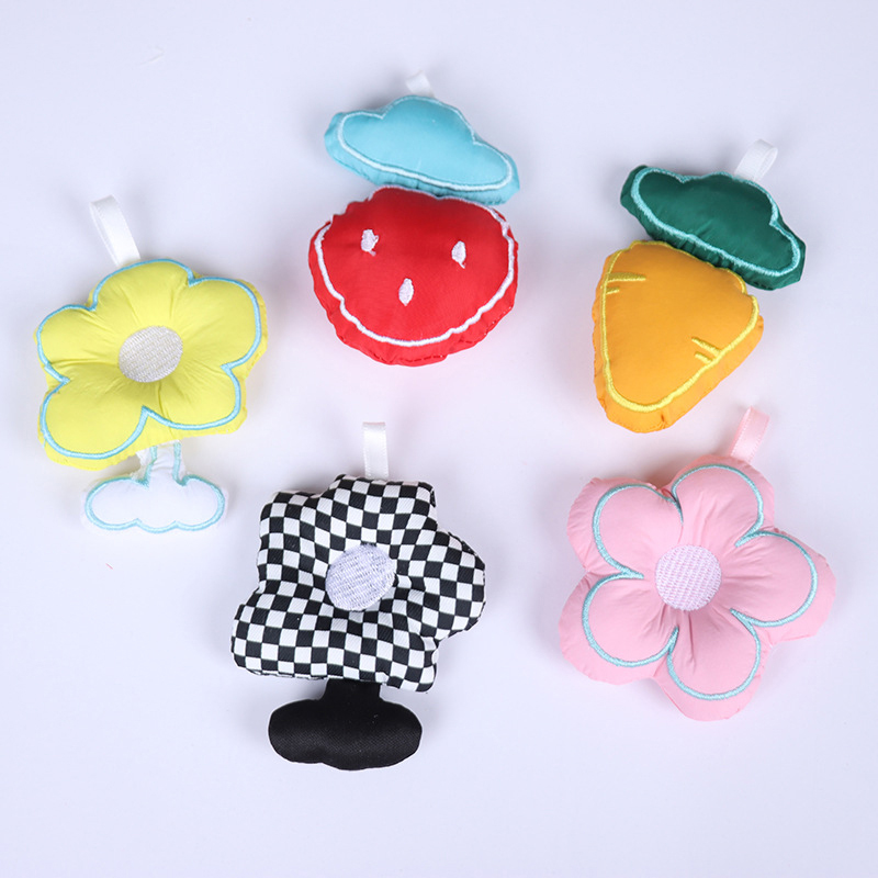 Cute Fabric Stuffed Toys Flower Keychain Cute Lanyard Bag DIY Car Key Ring