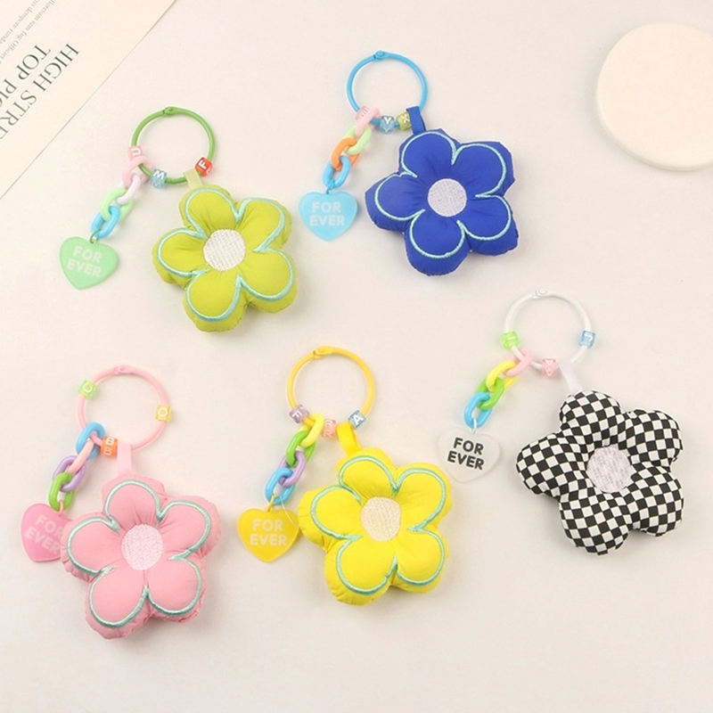 Sakura Fabric Flower Keychain Jewelry Lanyard Car Bag Key Ring Pendant Kid Gi Pe